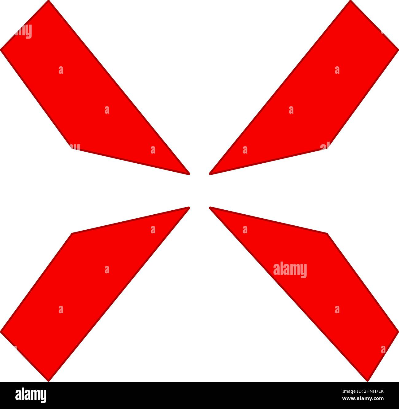 Rotes X-Zeichen, Form, Buchstabe. Fadenkreuz, Zielmarke ...