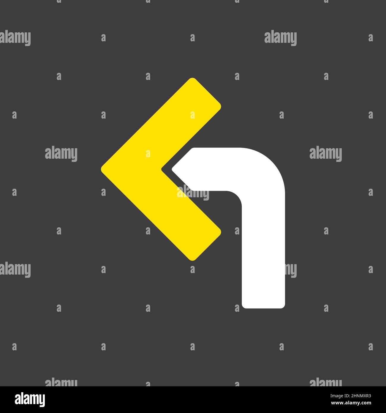 Links-Pfeil-Vektor-Glyphen-Symbol auf dunklem Hintergrund drehen ...