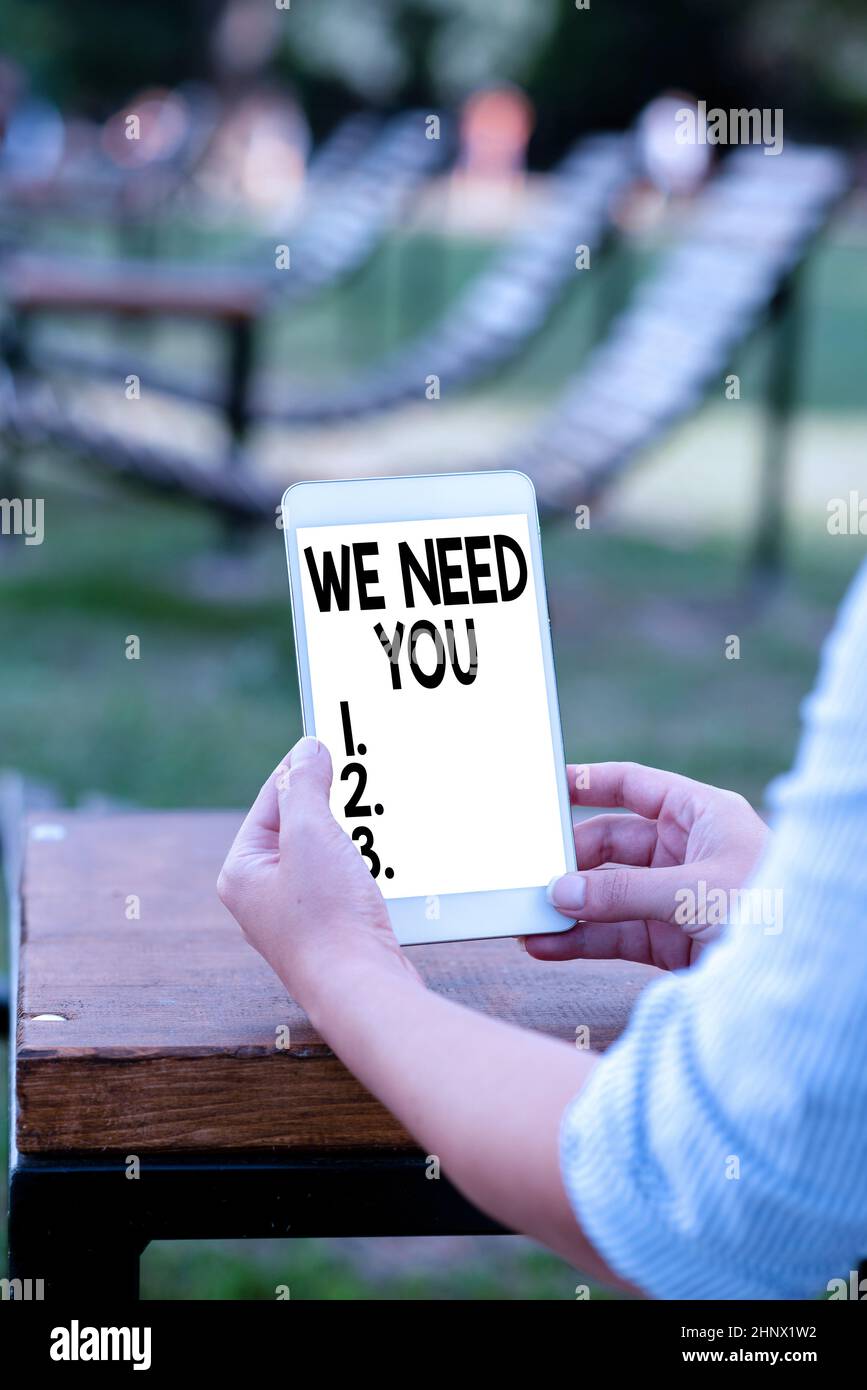Konzeptionelle Darstellung Wir brauchen Sie, Internet-Konzept, das ...