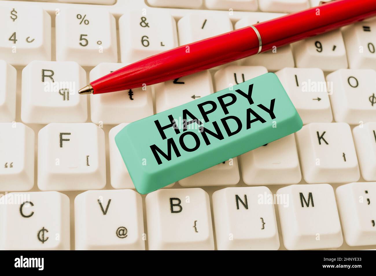 Schild mit Happy Monday, Schaufenster für Unternehmen, das dieser ...