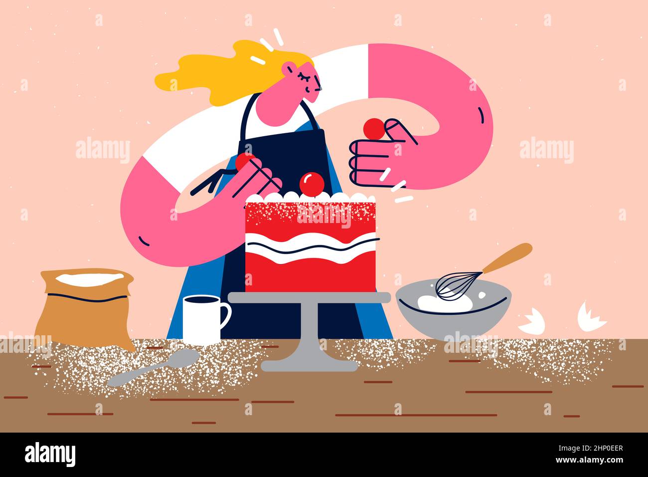 Cartoon woman pastry chef baker -Fotos und -Bildmaterial in hoher ...