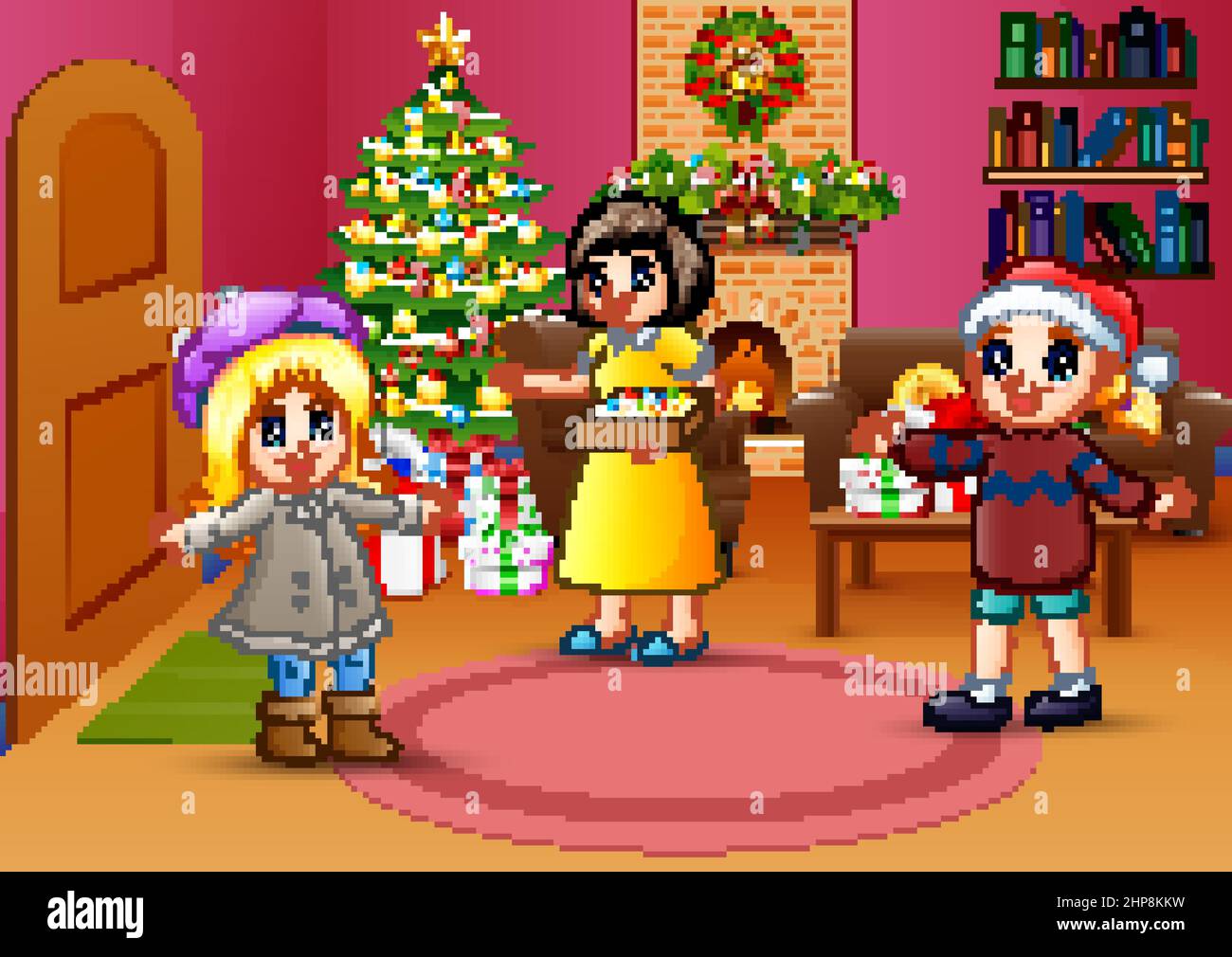 Mutter zwei kinder Stock-Vektorgrafiken kaufen - Alamy