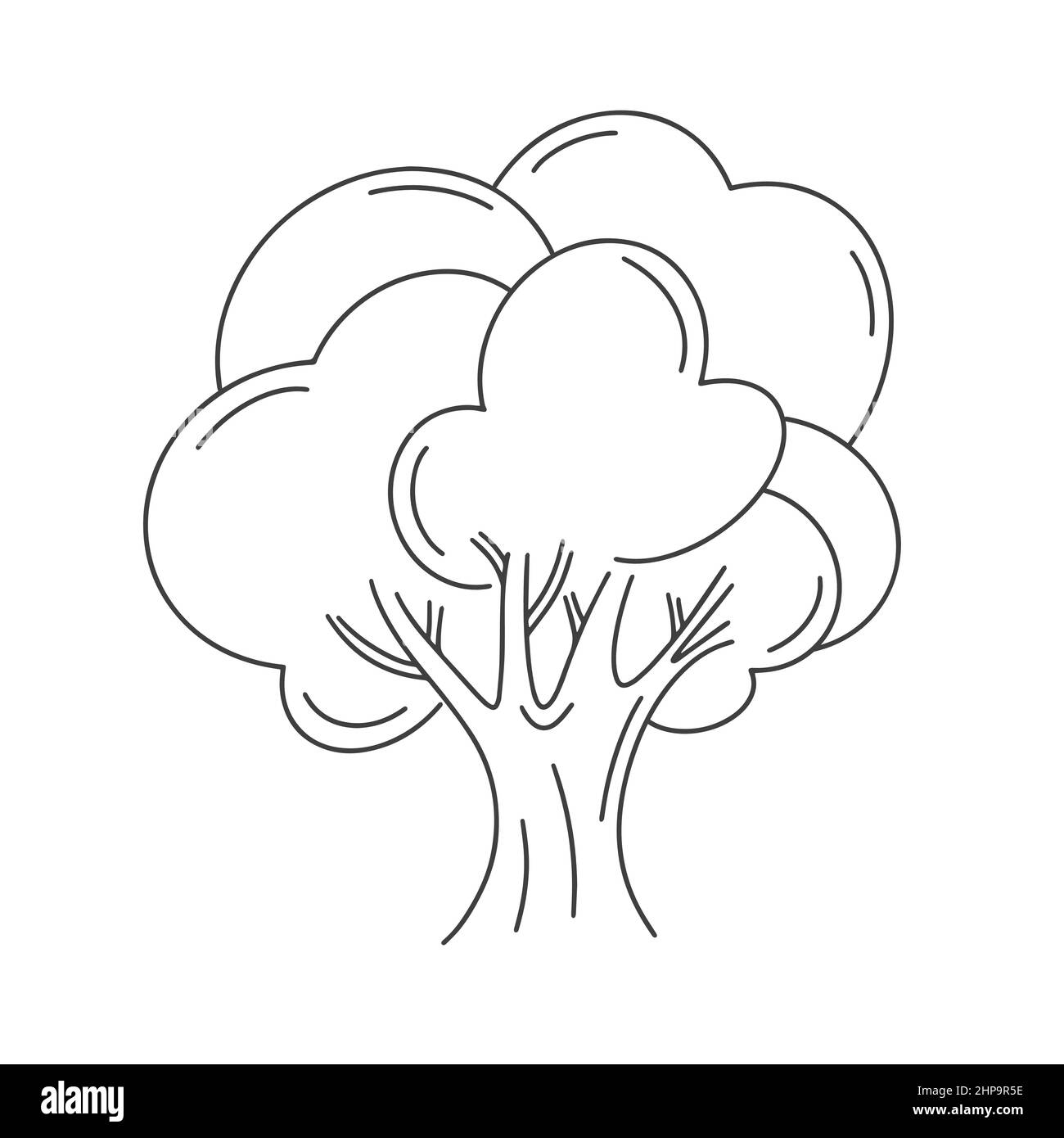 Einzelne einfache Baum Doodle Stil isoliert Vektor-Illustration. Baum ...