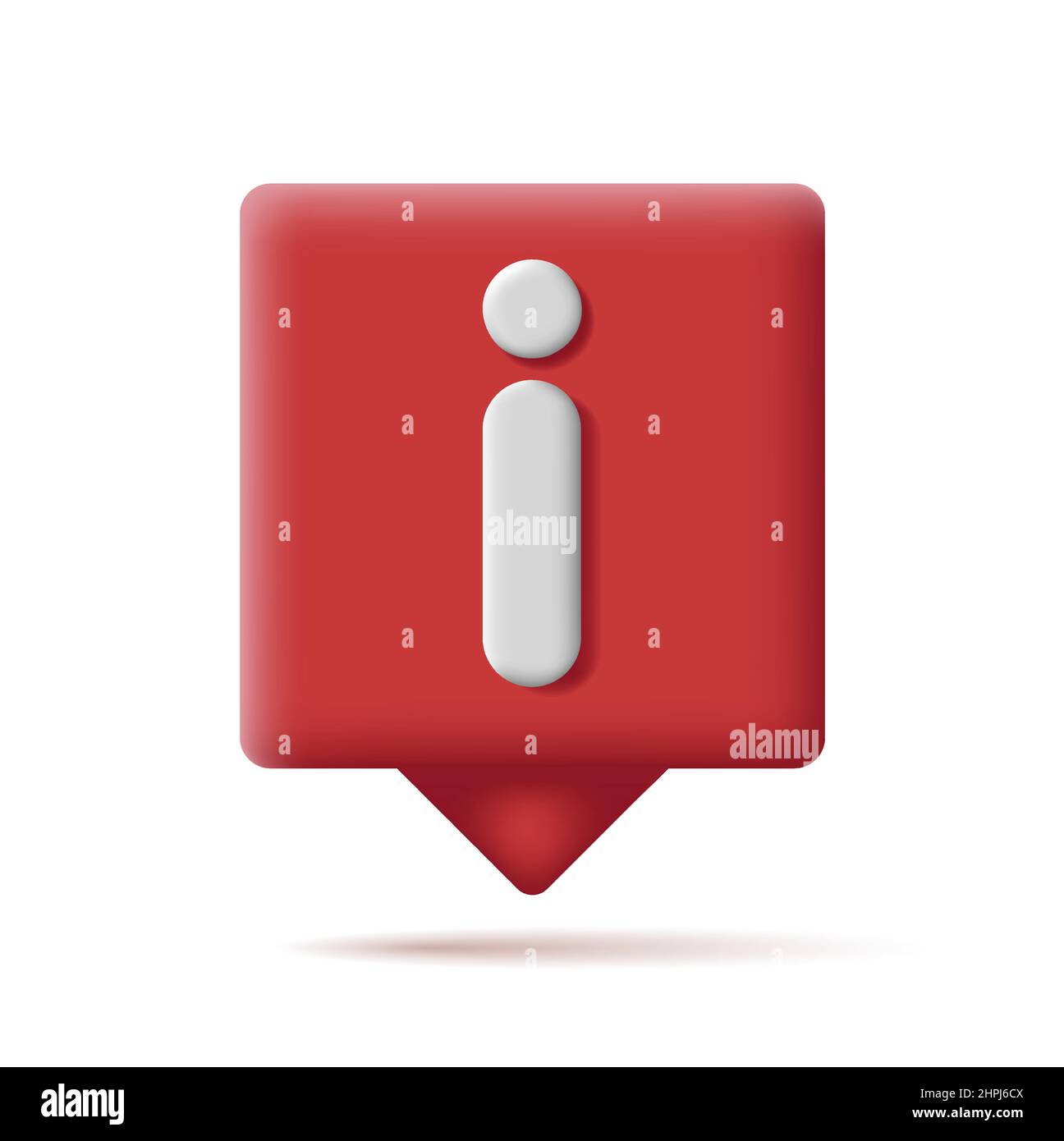Info-Tooltip-Symbol, rote 3D weiche Renderform mit Zeiger und i-Symbol ...
