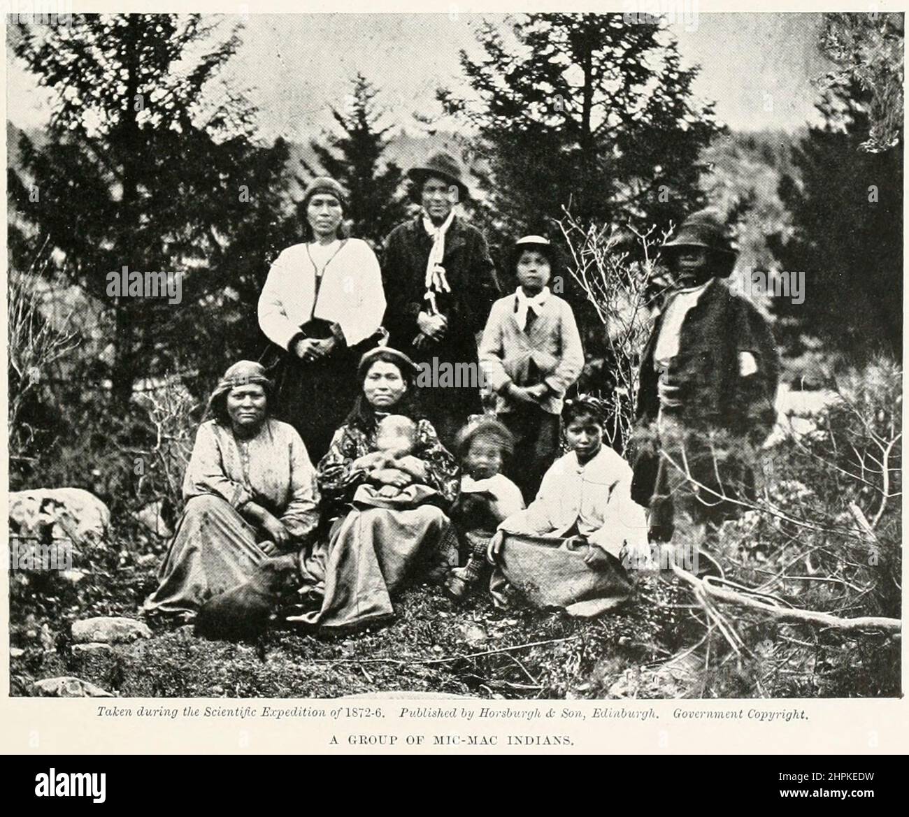 Eine Gruppe von Mic-Mac die Miꞌkmaq (auch Micmac Mi'gmaq, LNU, Miꞌkmaw ...