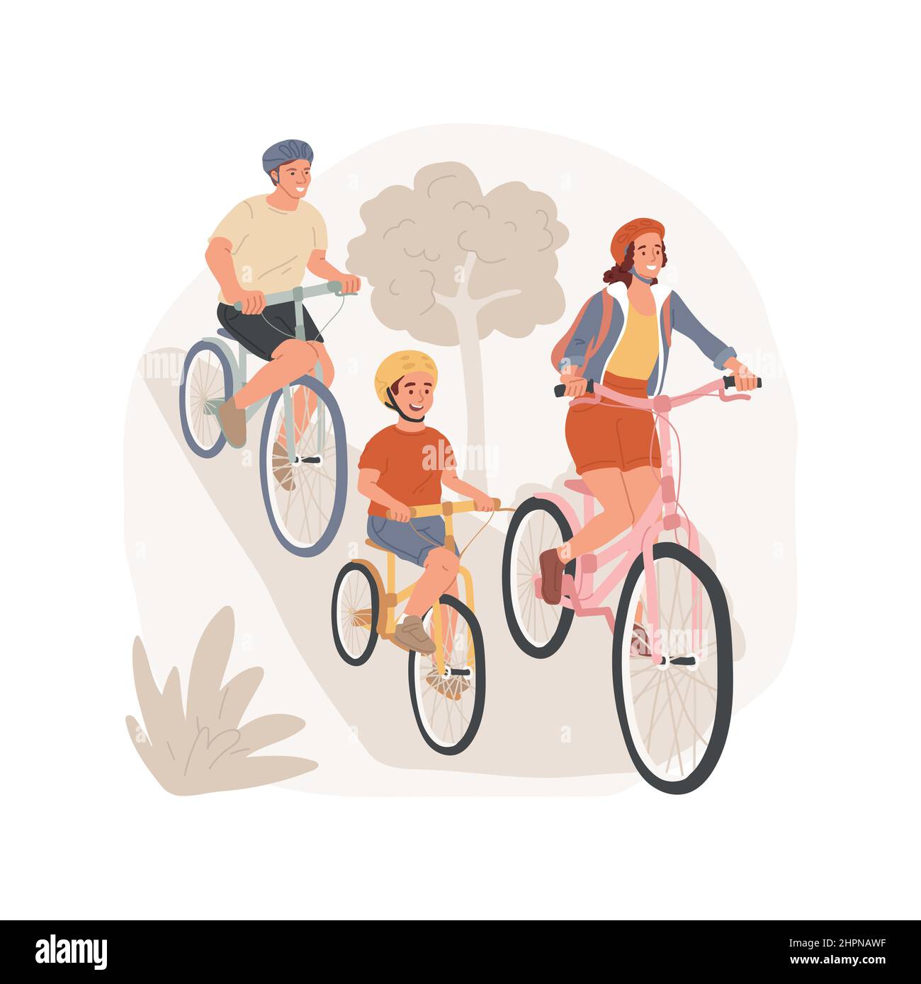 Familie Radfahren isoliert Cartoon Vektor Illustration Familie reisen ...