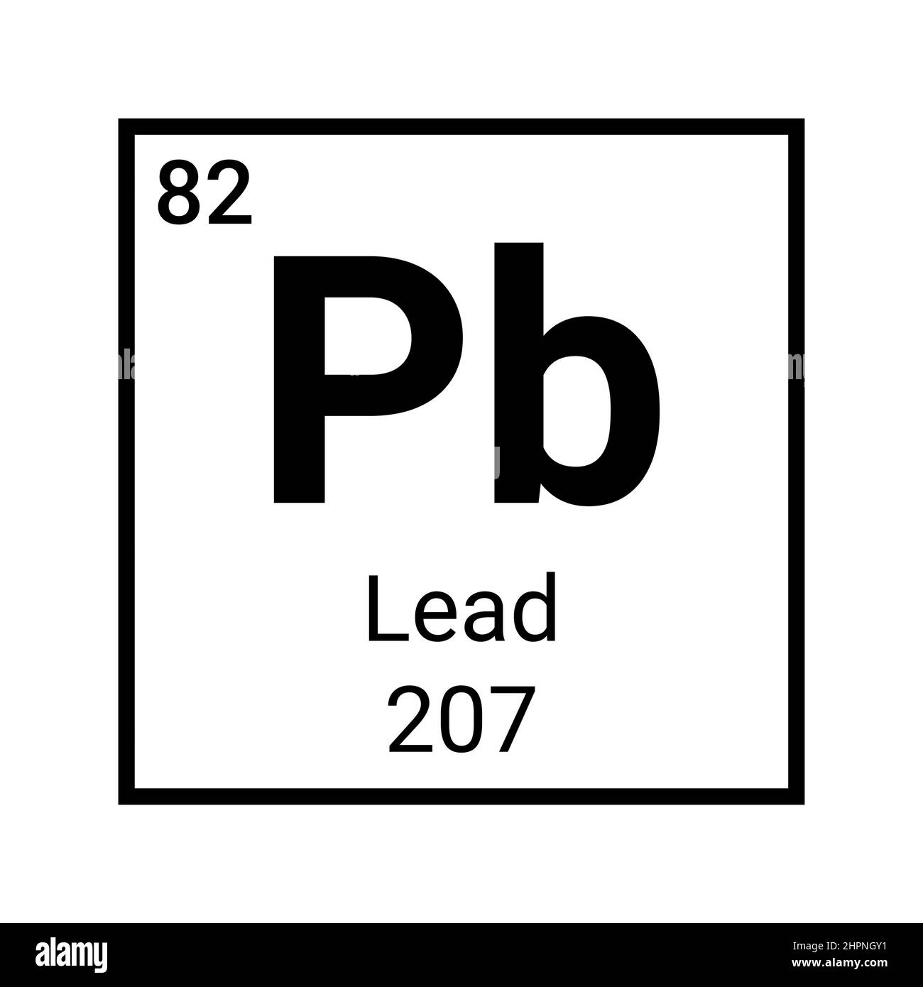 Formel für das chemische Symbol für das Bleielement. Ableitungssymbol ...