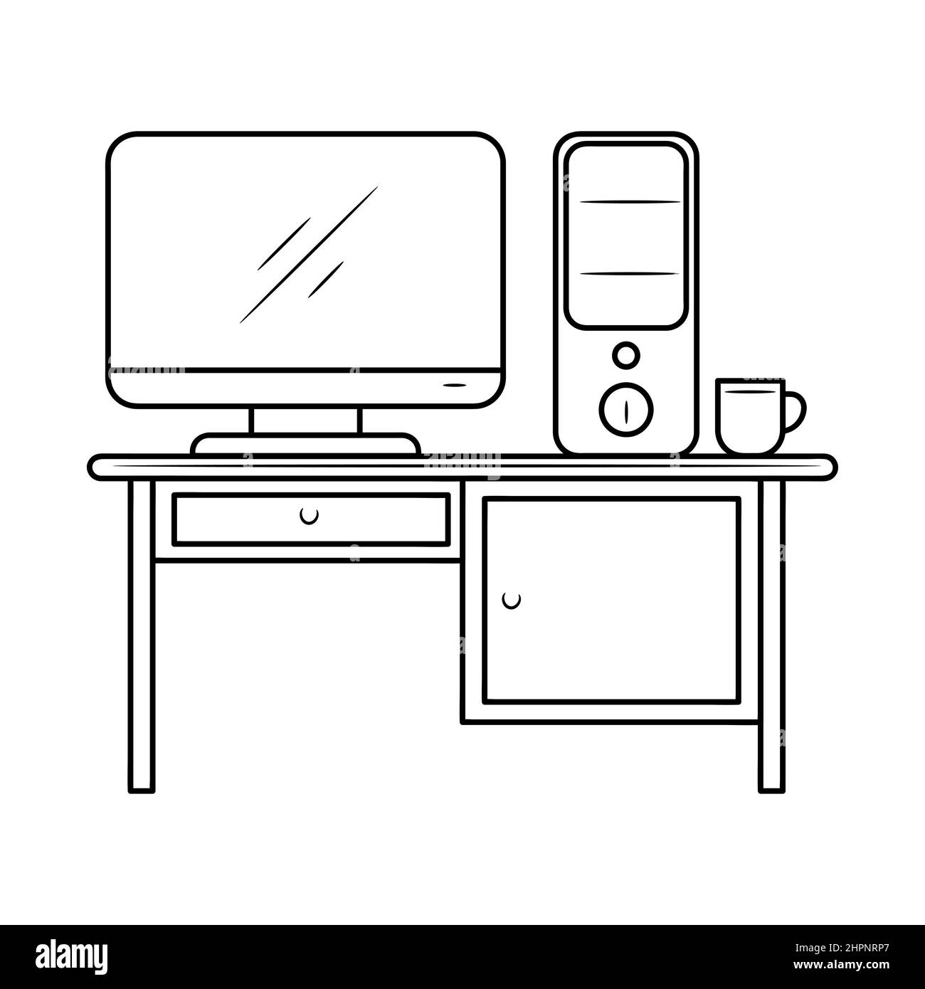 Hand gezeichnete karikatur auf pc Stock-Vektorgrafiken kaufen - Alamy