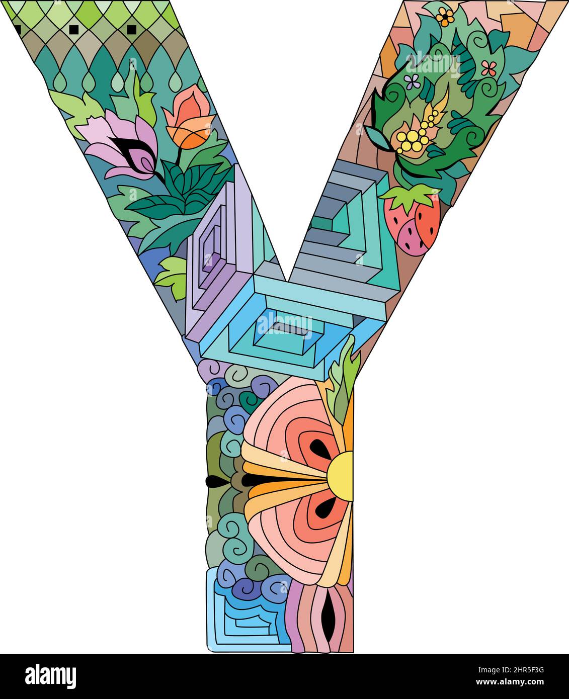 Buchstabe y zum ausmalen Stock-Vektorgrafiken kaufen - Alamy