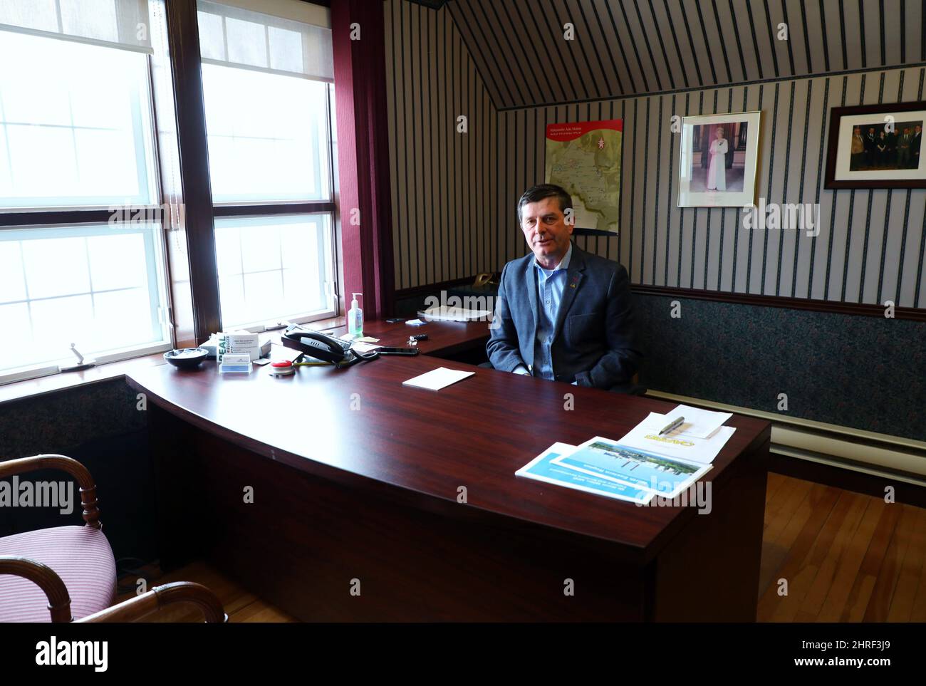 Der Bürgermeister Alan Spacek aus Kapuskasing, Ontario, wird am ...