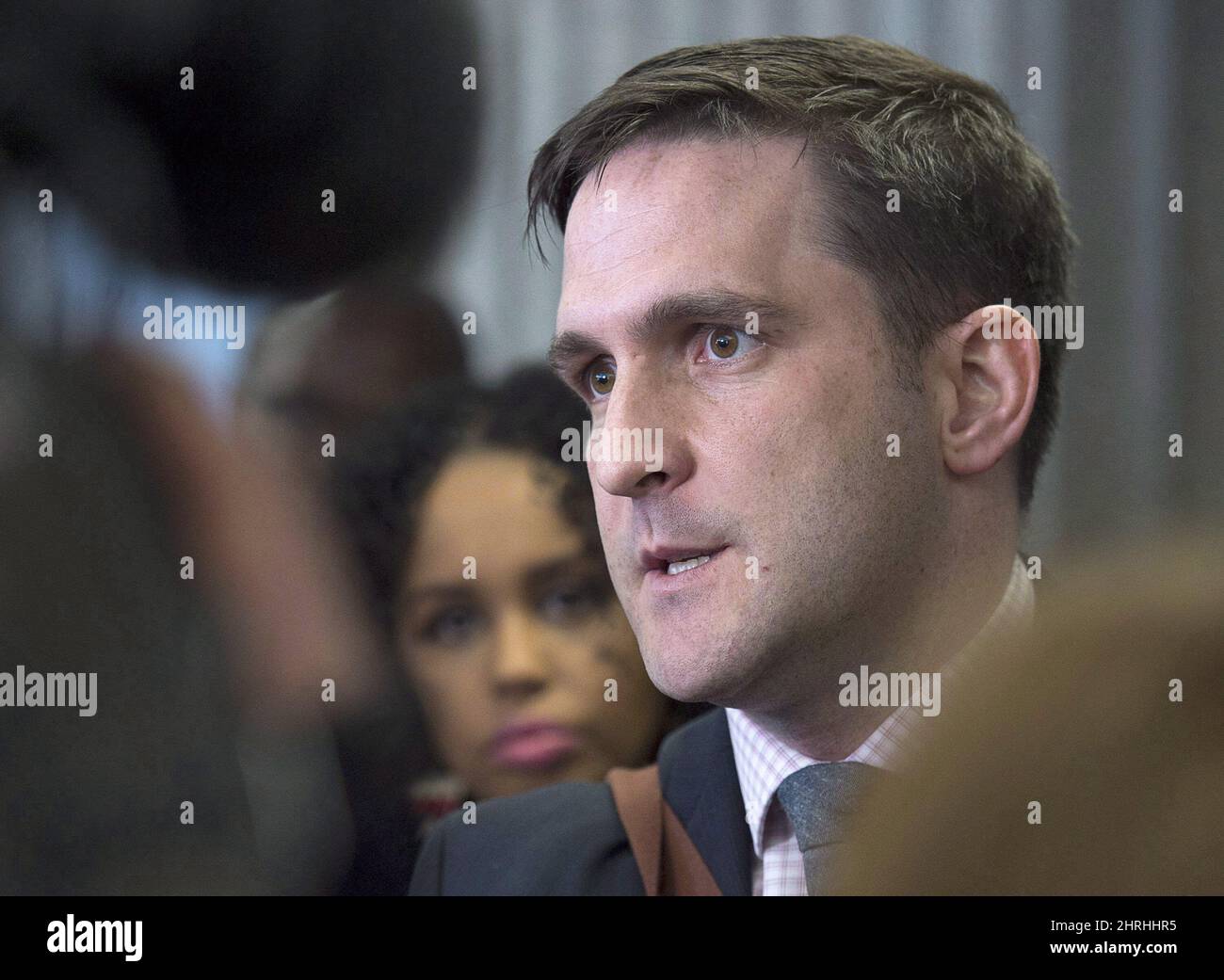 Benjamin Perryman, Rechtsanwalt von Abdoul Abdi, stellt nach einer ...