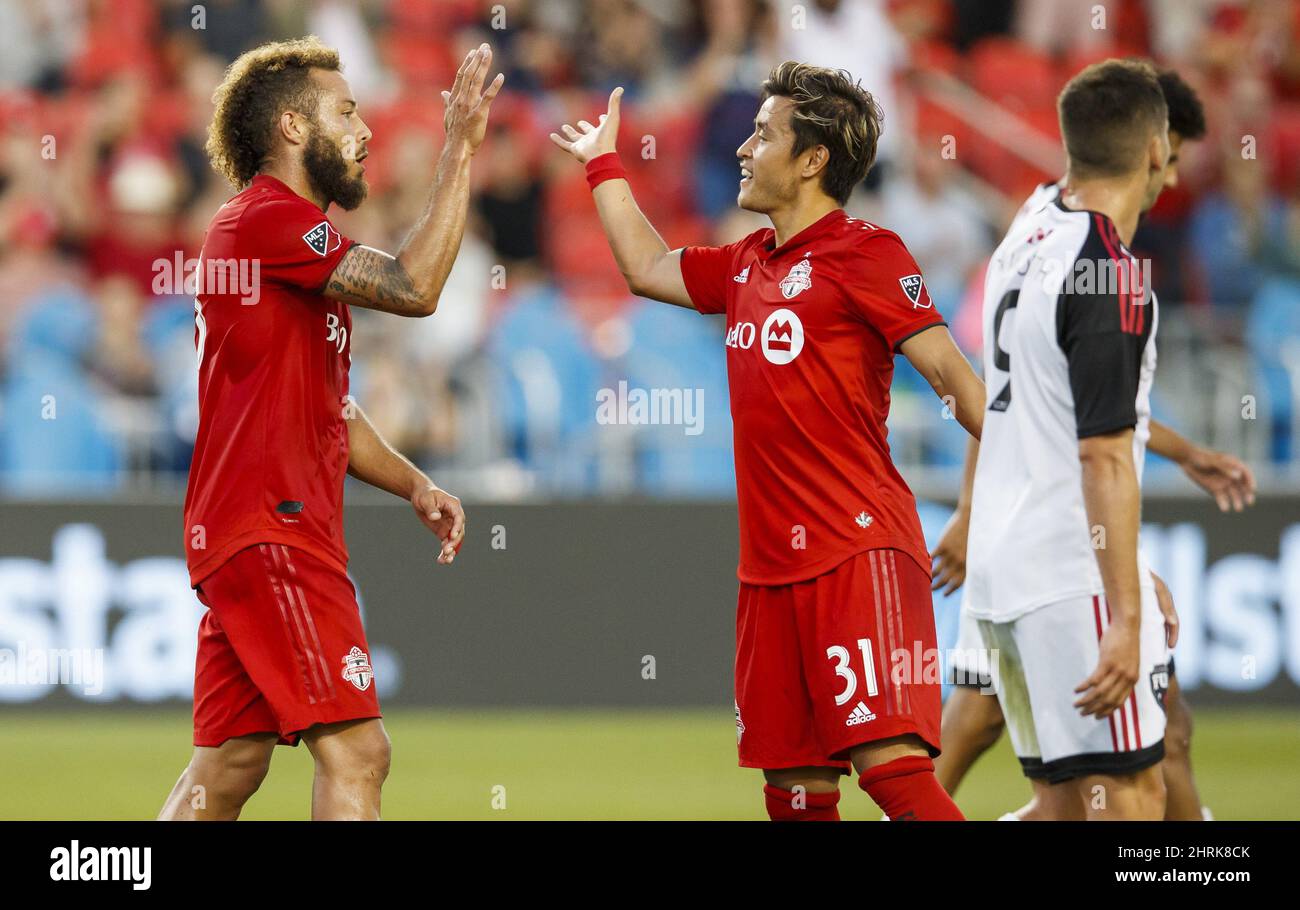 Nick DeLeon, FC Toronto, feiert am Mittwoch, den 14. August 2019, sein ...