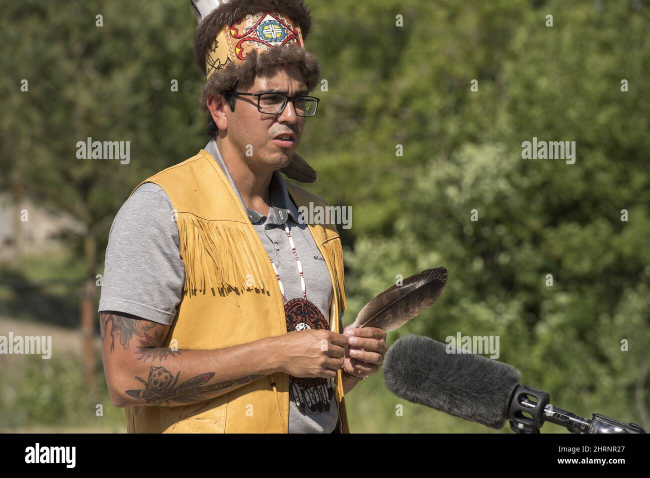 Bill ward, Chef der Metepenagiag Mi'kmaq Nation, spricht nach der ...