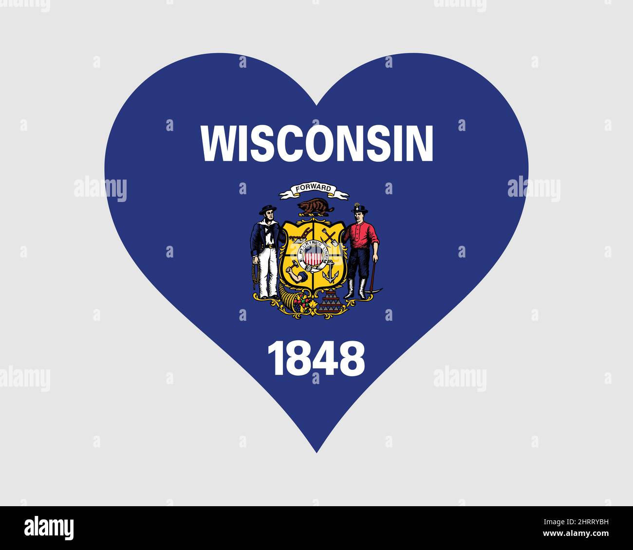 Wisconsin USA Herzflagge. WI US Love Shape State Flag. Dachs Staat ...