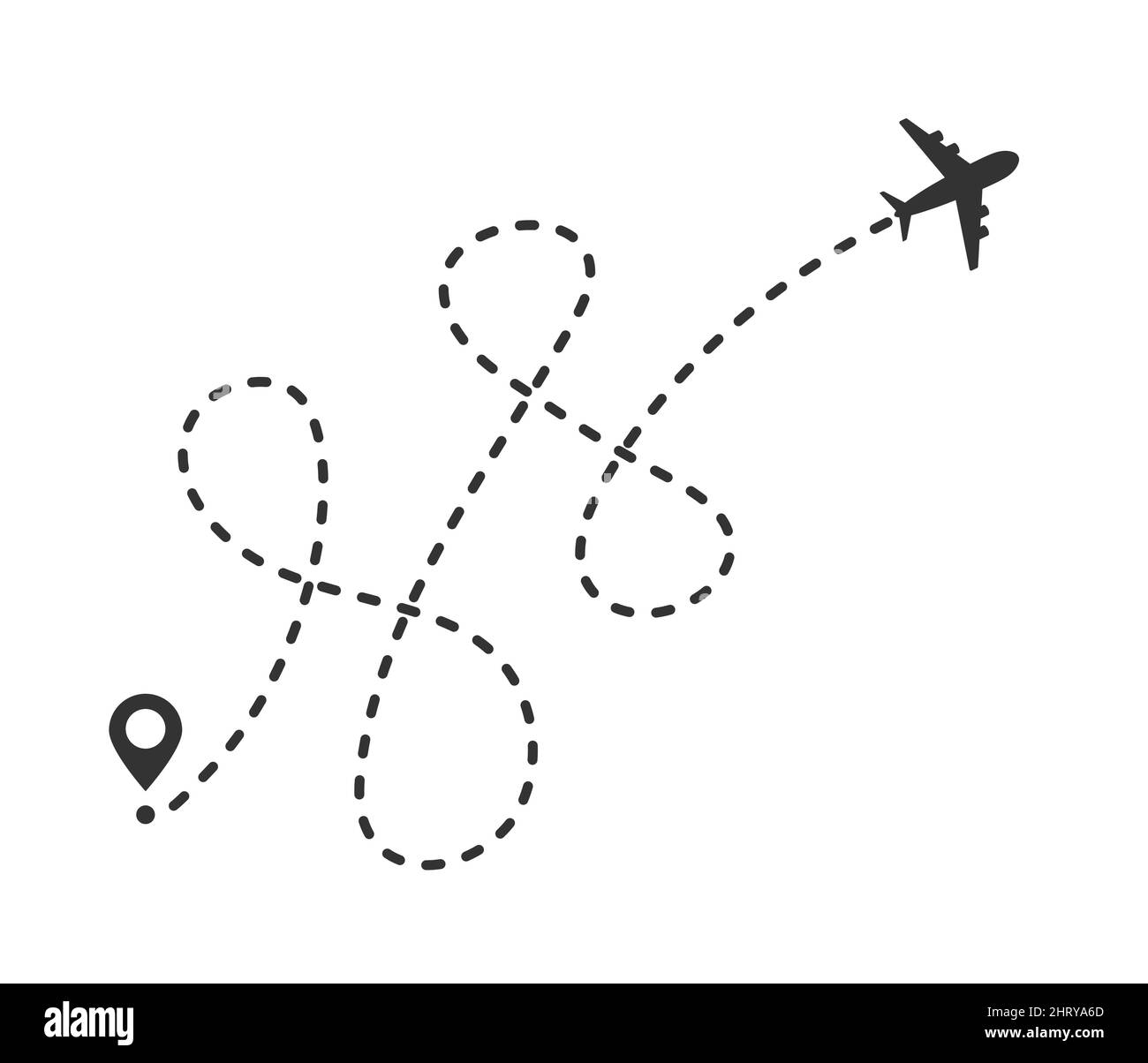 Flugzeug gepunktete Pfad Tracking Vektor-Illustration isoliert auf ...
