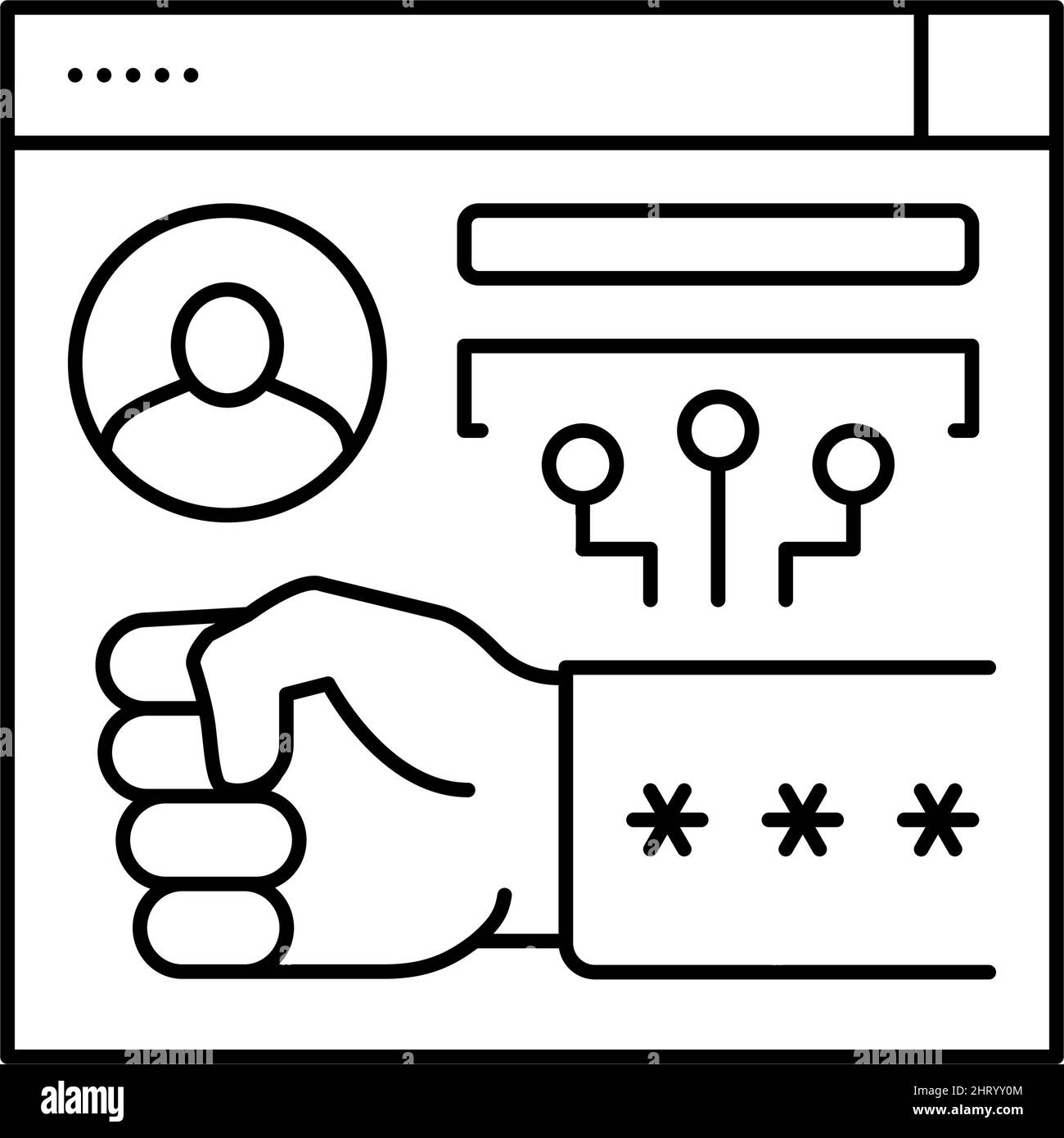Brute-Force und Dictionary 8 Netzwerk Angriffe Linie Symbol Vektor ...