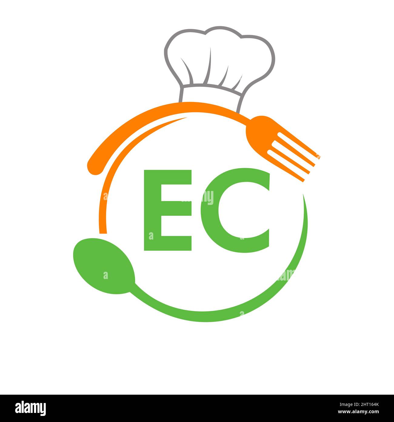 Logo des EC-Restaurants mit Kochlöffel und Gabel-Vorlage. Restaurant ...
