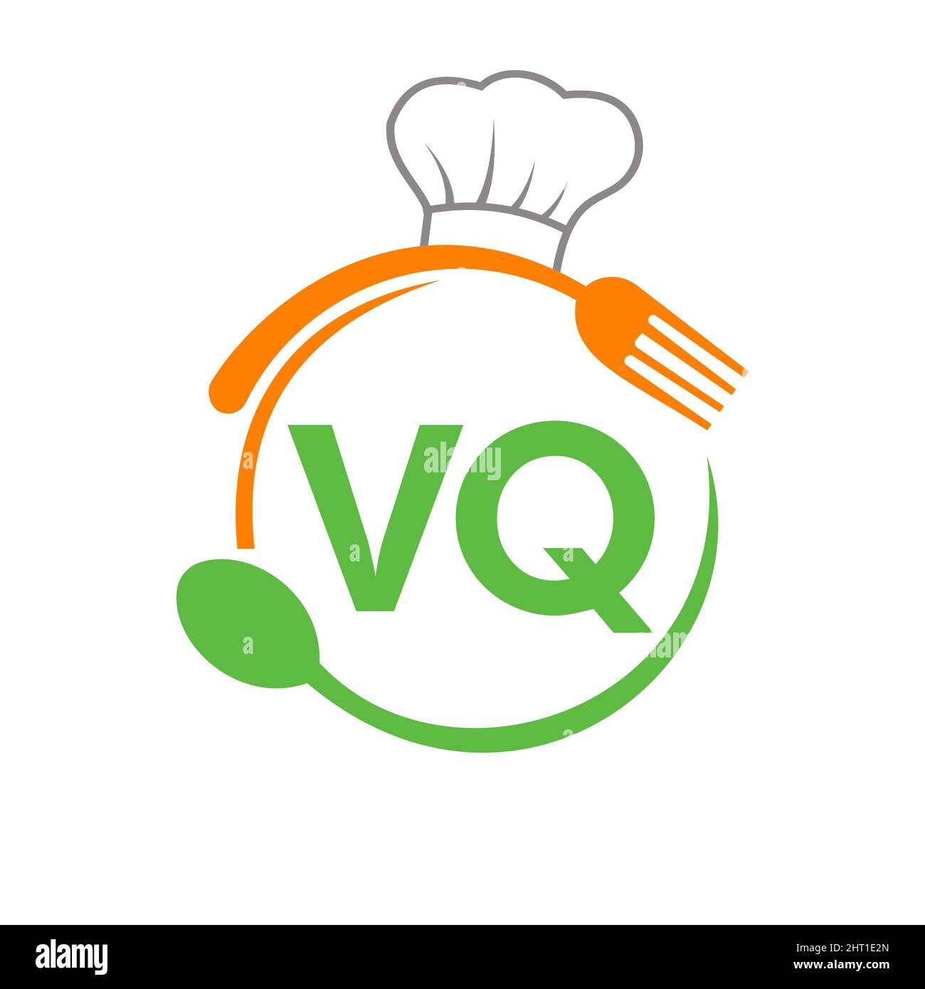 Schreiben Sie das VQ Restaurant Logo mit Kochlöffel und Gabel-Vorlage ...