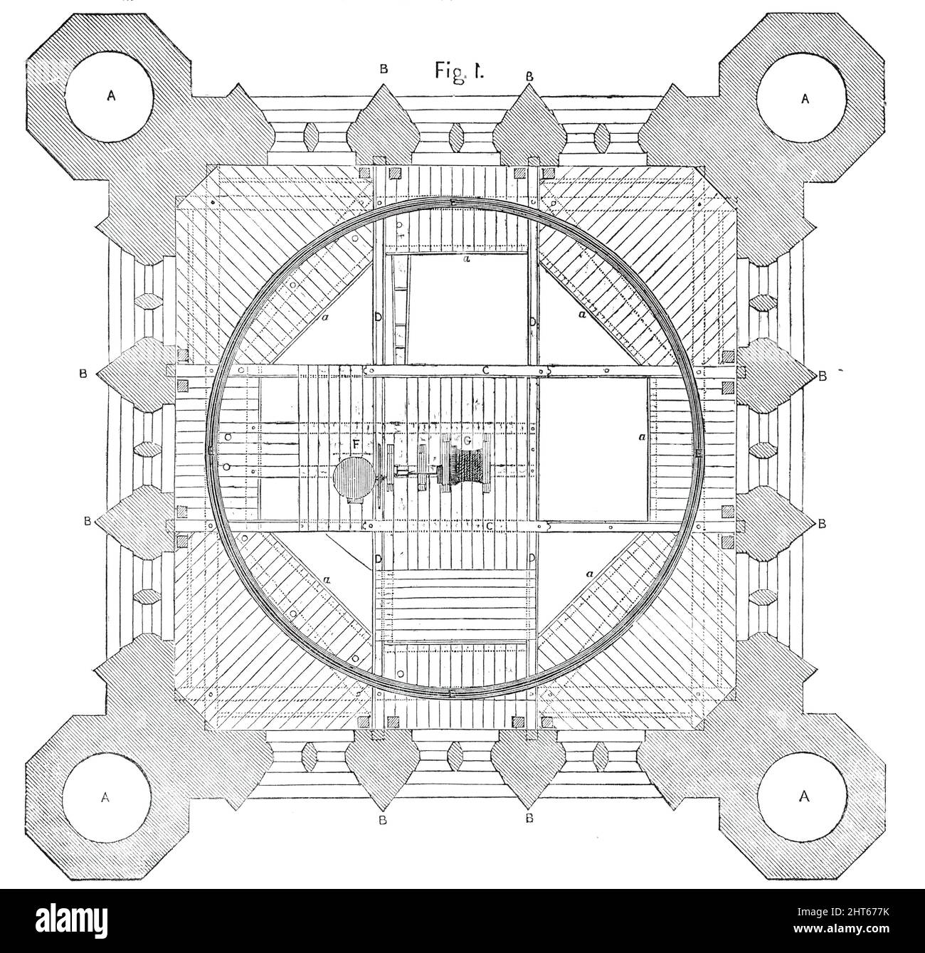 Plan des Victoria Tower, 1850. „Der Fortschritt der neuen ...