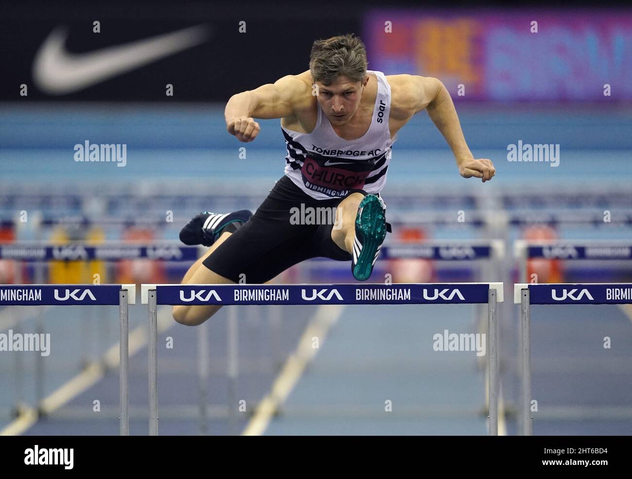 Lewis Church in den 60 Meter Hürden des Männer-Heptathlons am zweiten ...