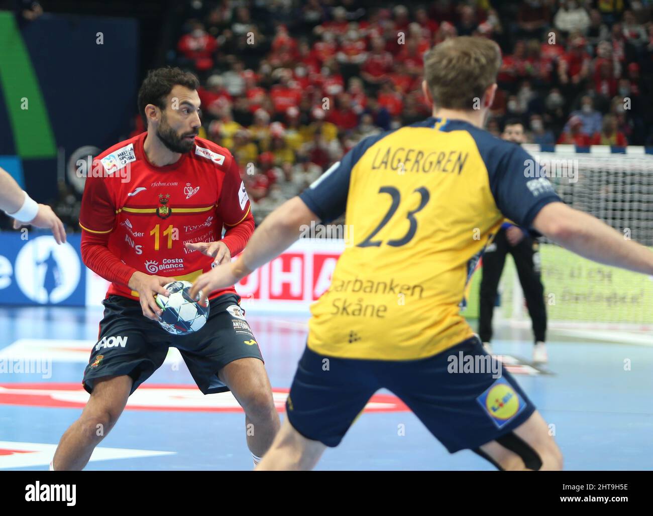 Daniel Sarmiento aus Spanien und Albin Lagergren aus Schweden beim EHF ...