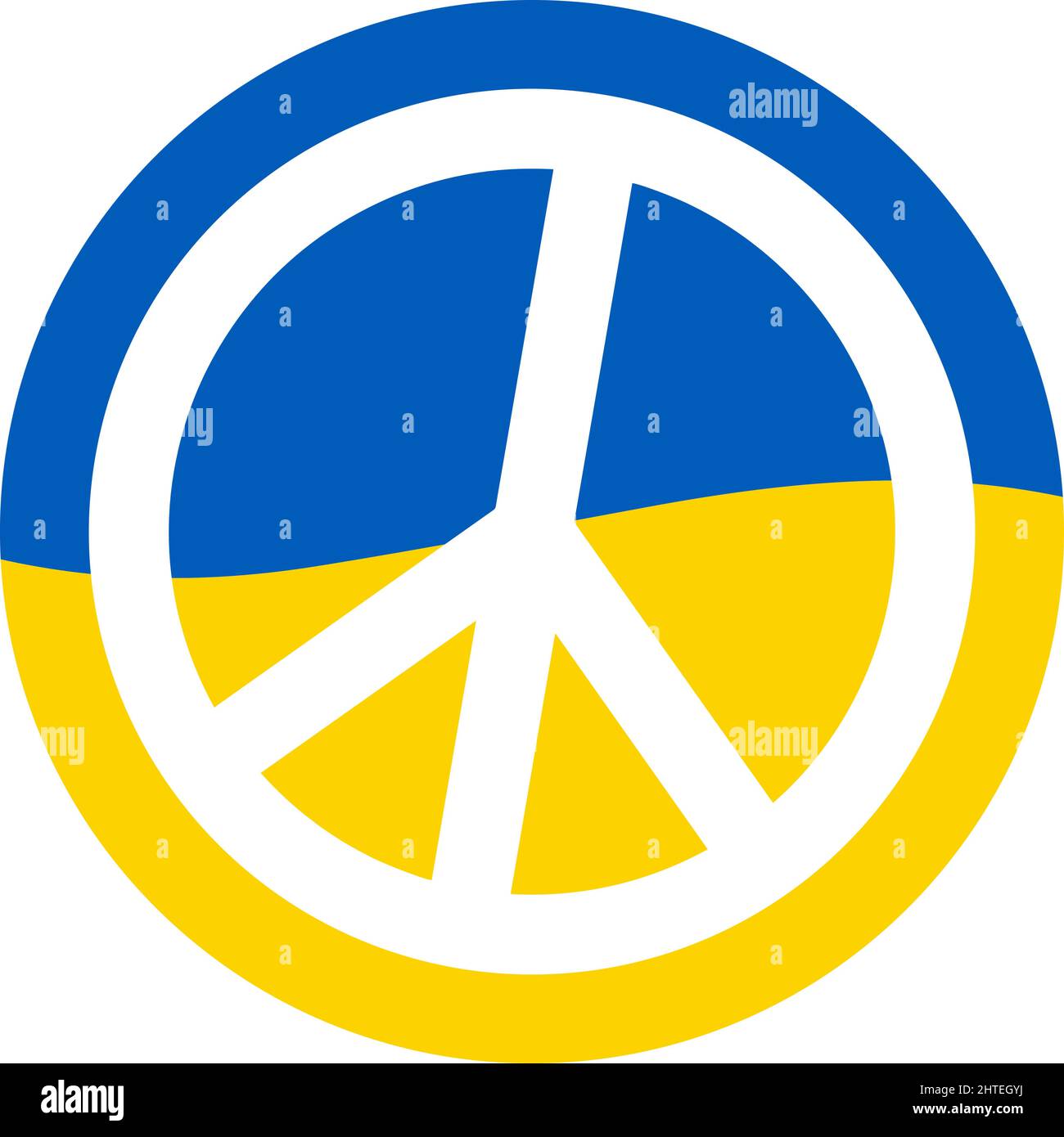 Ukrainische Flagge im Kreis mit Friedenssymbol. Save Ukraine Konzept ... Ukrainische Flagge im Kreis mit Friedenssymbol. Save Ukraine Konzept ...