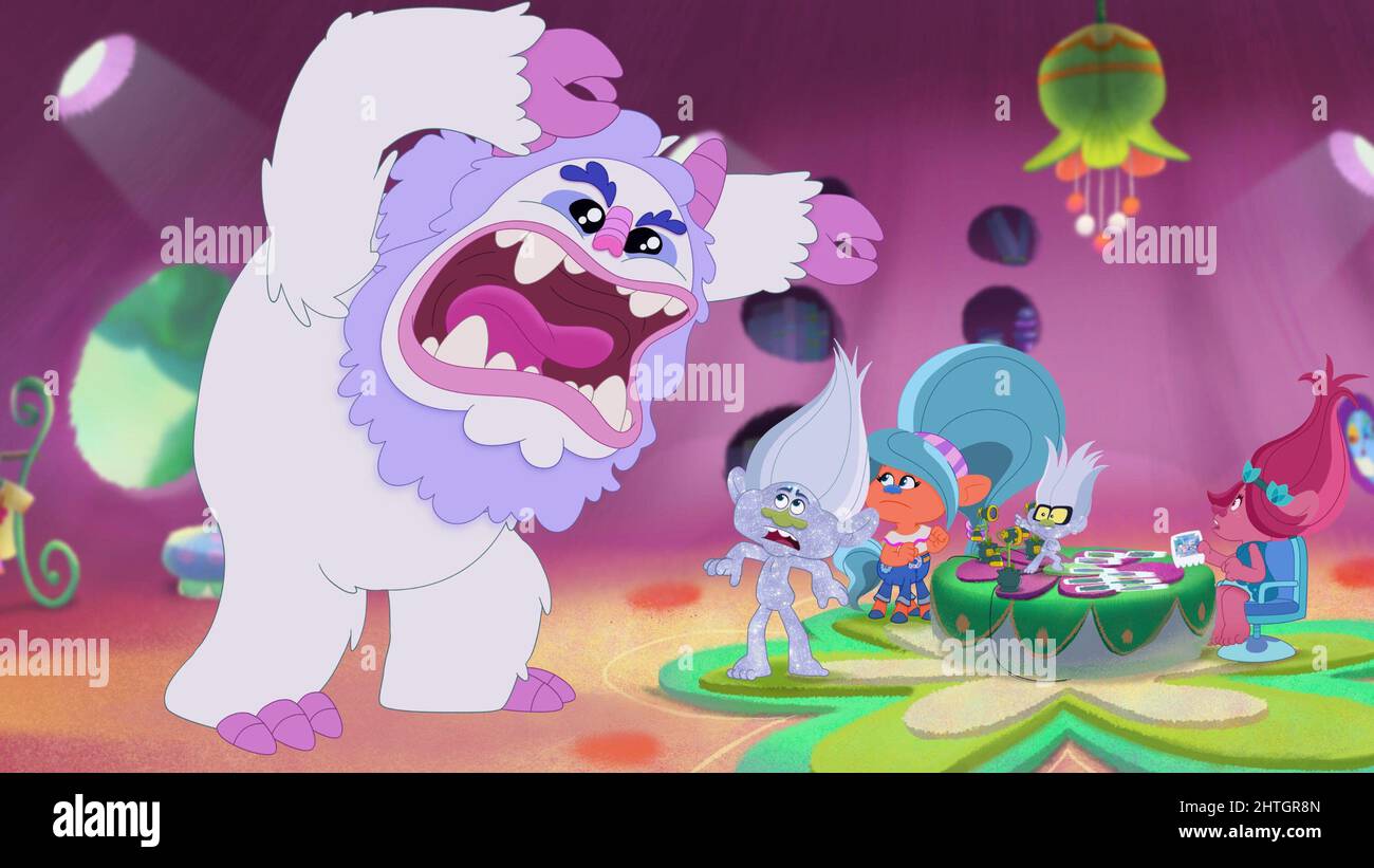 TROLLSTOPIA, (aka TROLLS TOPIA), von links: Monster, Guy Diamond (Stimme: Sean T. Krishnan ...