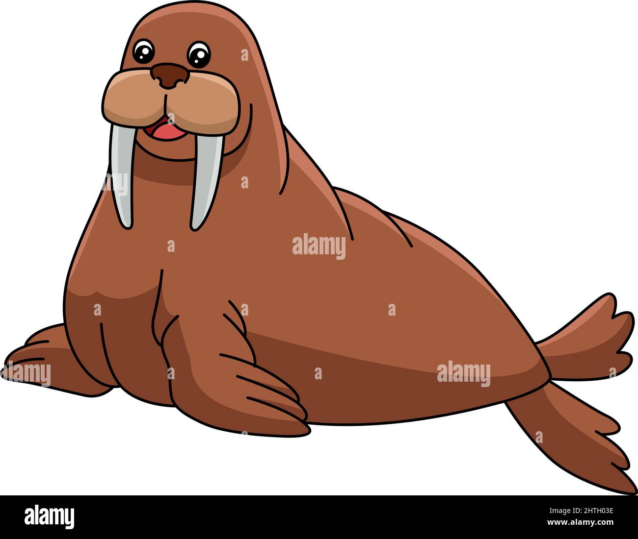 Animated Walrus Cute Cartoon Walross Glücklich Lächeln: