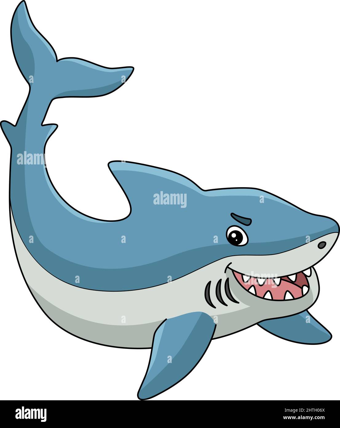 Große Weiße Hai Farbige Cartoon-Illustration Stock-Vektorgrafik - Alamy