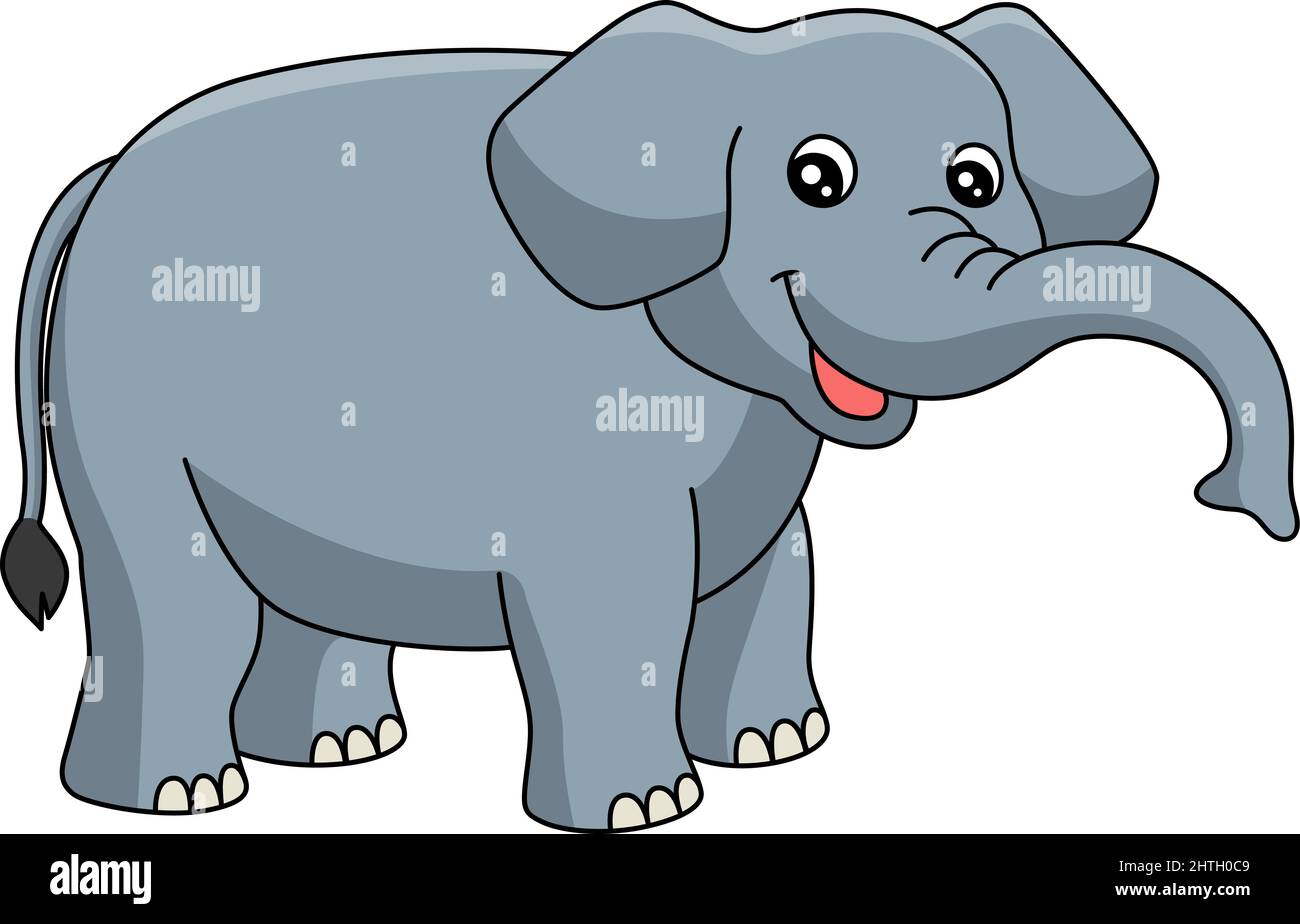 Elefant Cartoon Farbige Clipart Illustration Stock-Vektorgrafik - Alamy