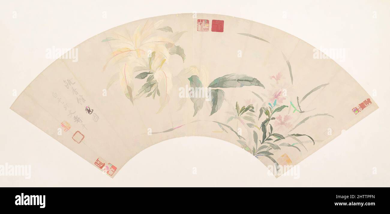Kunst inspiriert von Nelken und Amaranthus, Qing-Dynastie (1644–1911 ...