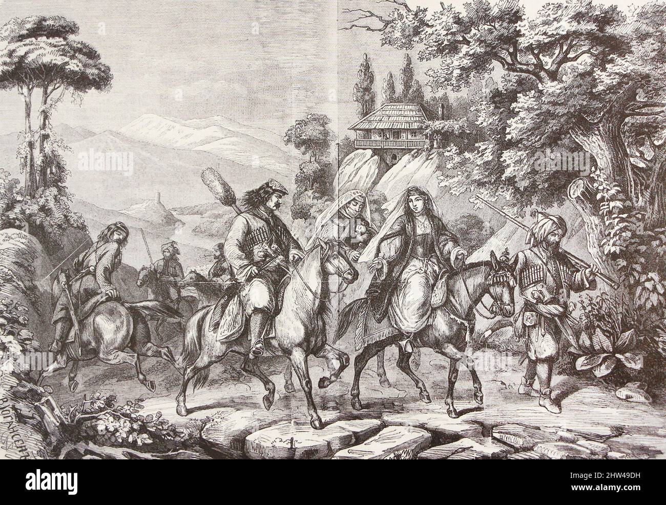 Die Familie eines wohlhabenden Einwohner von Mingrelia, der in ein ...