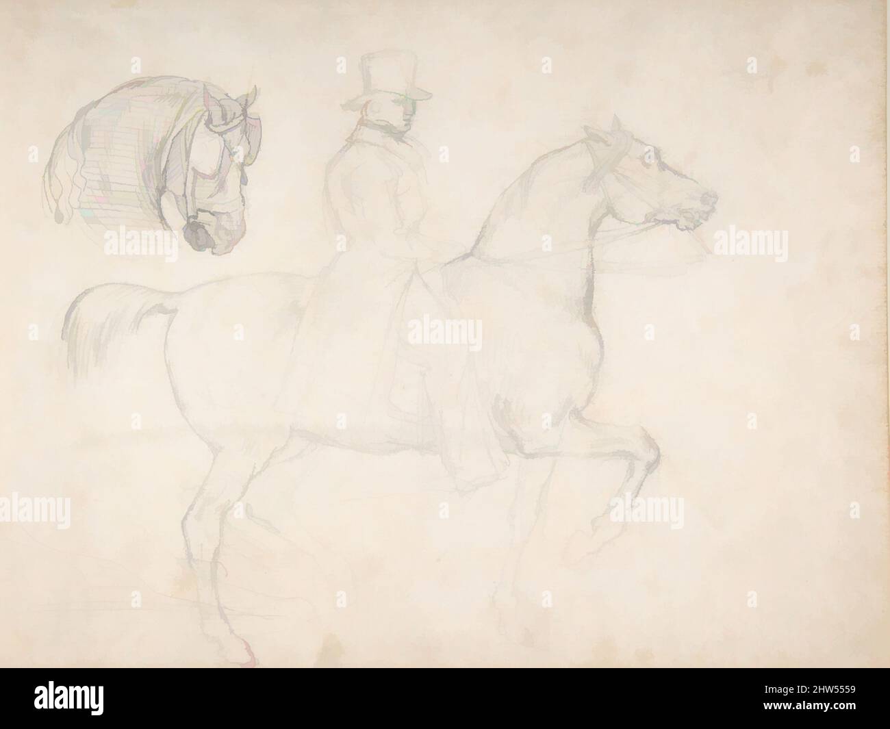 Kunst, inspiriert von man on Horseback, und Studie des Pferdekopfes, 19 ...