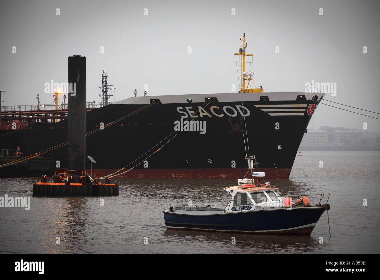 Der deutsche Flackentanker Seacod lag am 3.. März 2022 am Tranmere Oil ...