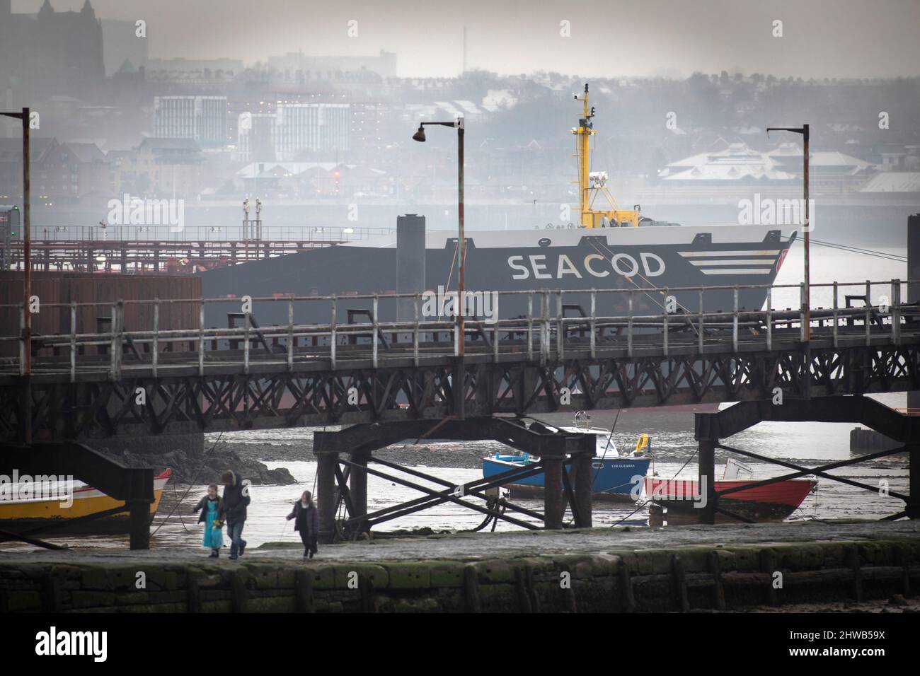 Der deutsche Flackentanker Seacod lag am 3.. März 2022 am Tranmere Oil ...