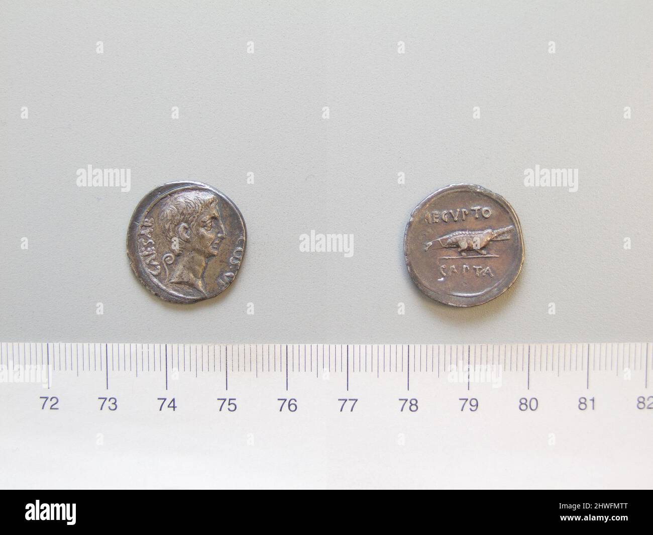 Denar des Augustus, Kaiser von Rom aus der italienischen Münzstätte ...