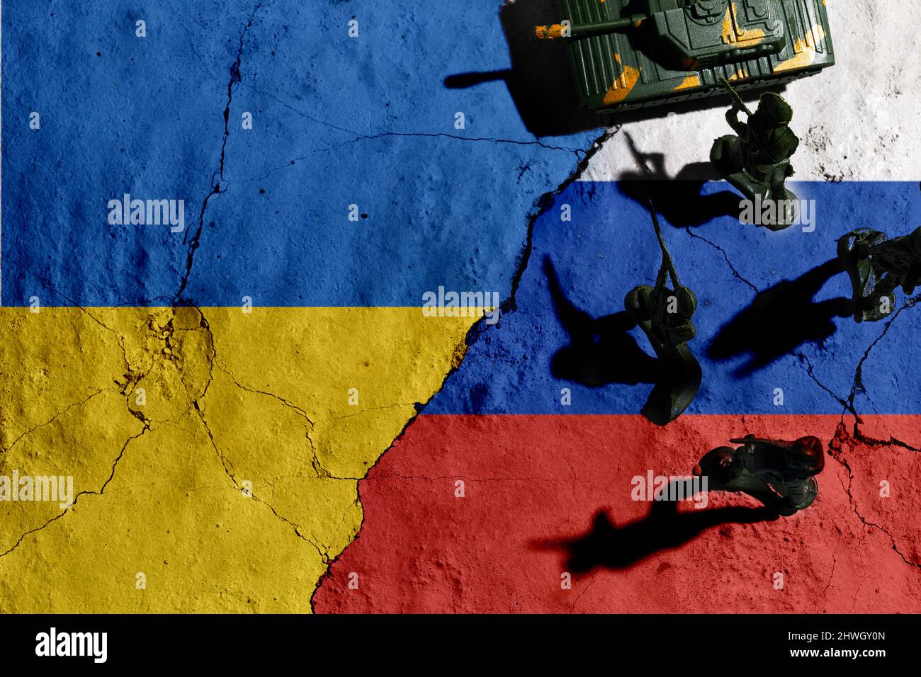 Konflikt Zwischen Russland Und Der Ukraine Grunge Flaggen Der
