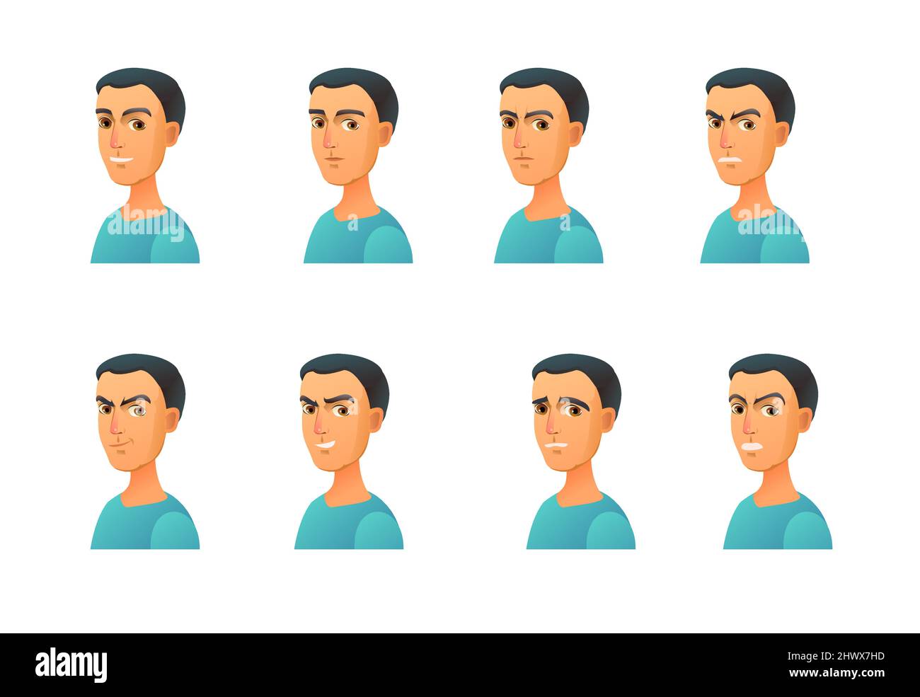 Cartoon boy emotions and expression Stock-Vektorgrafiken kaufen - Alamy