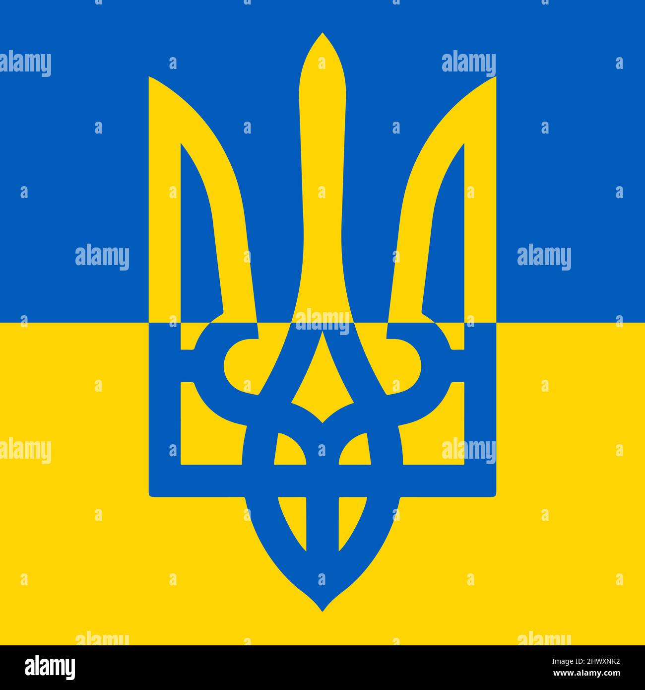 Das kleine Wappen der Ukraine - tryzub ist eines der drei offiziellen ...