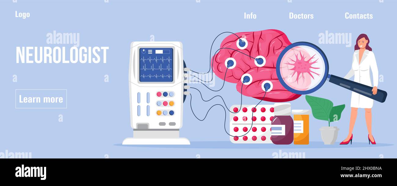 Neurologe Konzept Vektor für Medizin Blog, Medizin Blog. Gehirn mit EKG ...