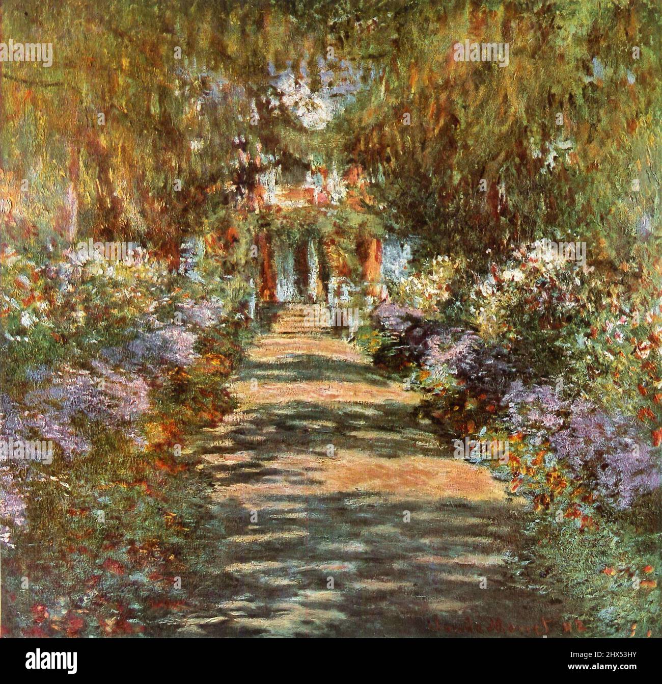 Claude Monet; Une Allée du jardin de Monet, Giverny. Der Gartenweg ...