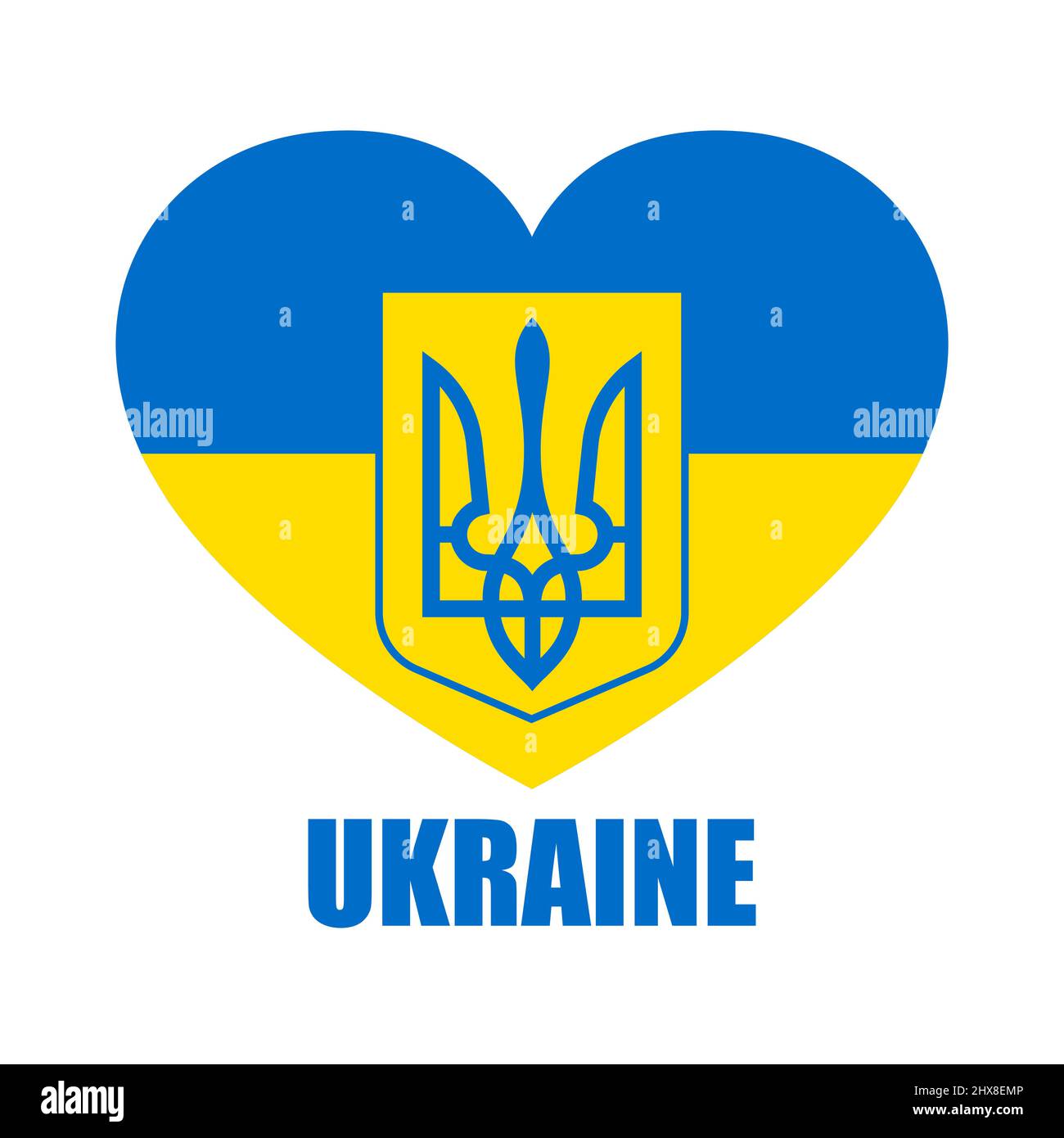 Wappen der Ukraine. Trident-Symbol. Flagge der Ukraine in Form eines ...