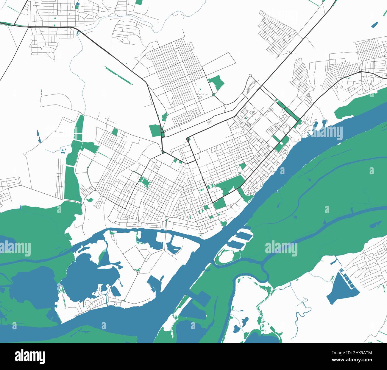 Kherson-Vektorkarte. Detaillierte Karte des Verwaltungsgebiets der ...