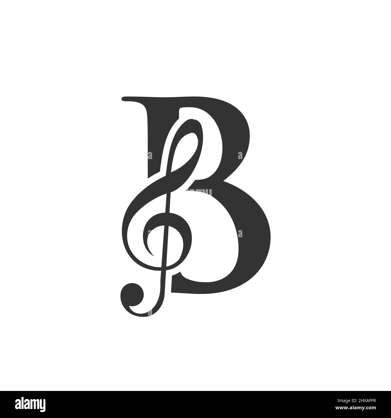 Musiklogo auf Buchstabe B Konzept. B Notenschild, Vorlage für Tonmusik ...