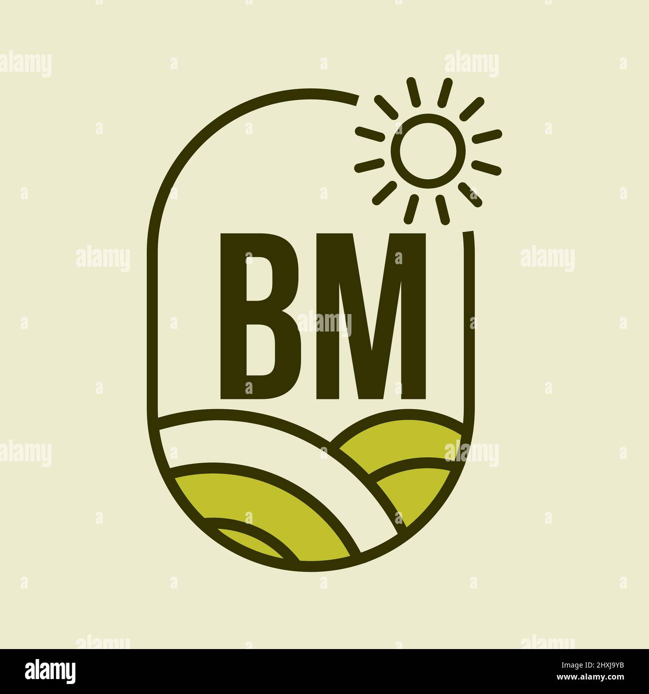 Landwirtschaftslogo auf Briefvorlage für BM-Emblem. Buchstabe BM Agro ...