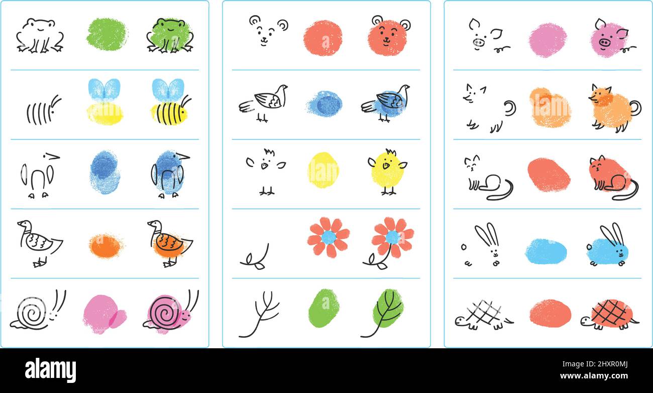 Einfache Fingerabdruck Tiere für Kinder, Finger malen Kunst Spiel ...