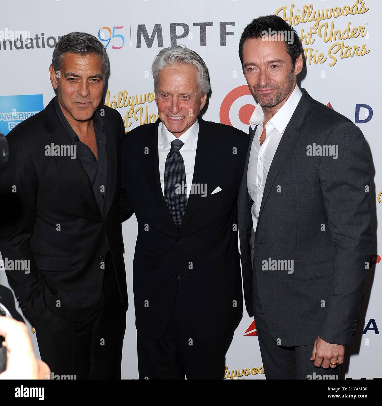 George Clooney, Michael Douglas, Hugh Jackman bei der Jubiläumsfeier ...
