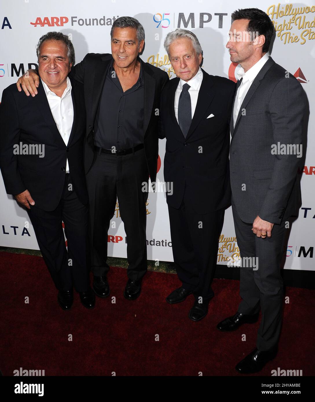 Jim Gianopulos, George Clooney, Michael Douglas, Hugh Jackman bei der ...
