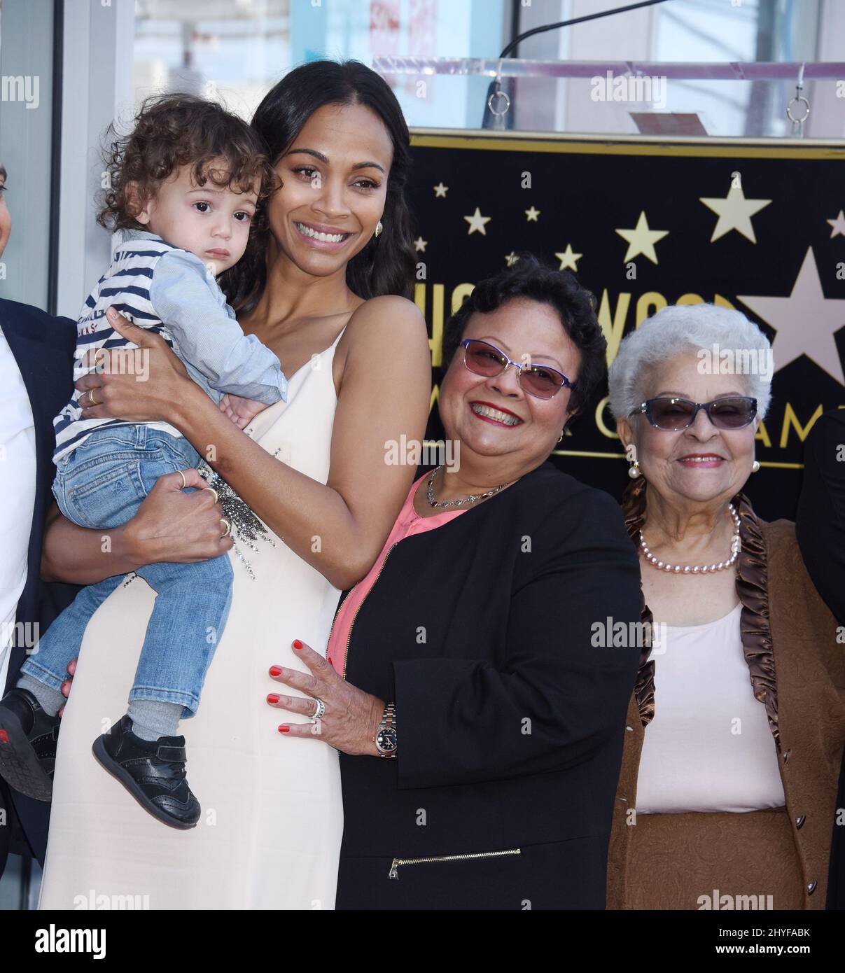 Zoe Saldana, Zen Perego-Saldana, Asalia Nazario und Großmutter bei der ...
