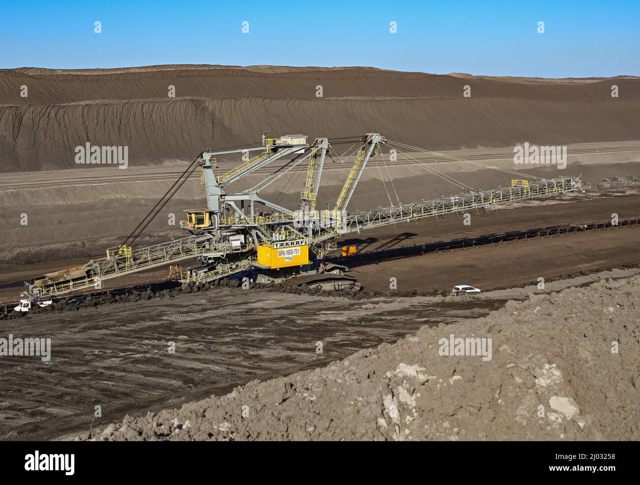 Welzow, Deutschland. 14. März 2022. Die Braunkohlemine Welzow-Süd, die ...